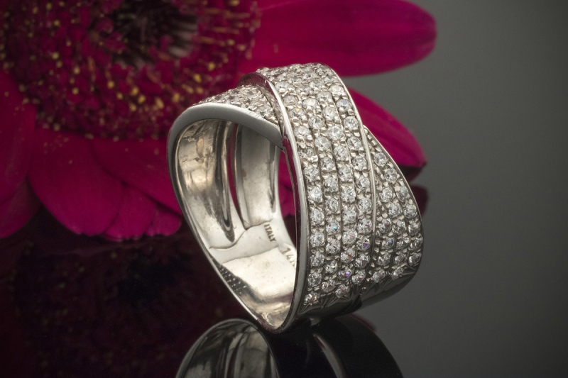 Breiter Weißgold Brillantring Ring mit Brillanten 1,20 Carat 585er Weißgold