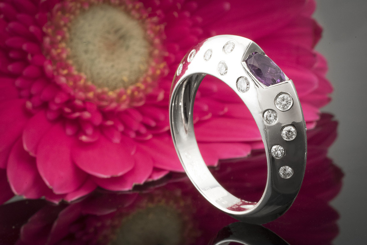 Seltener Piaget Klassiker Ring Amethyst Brillanten Weißgold