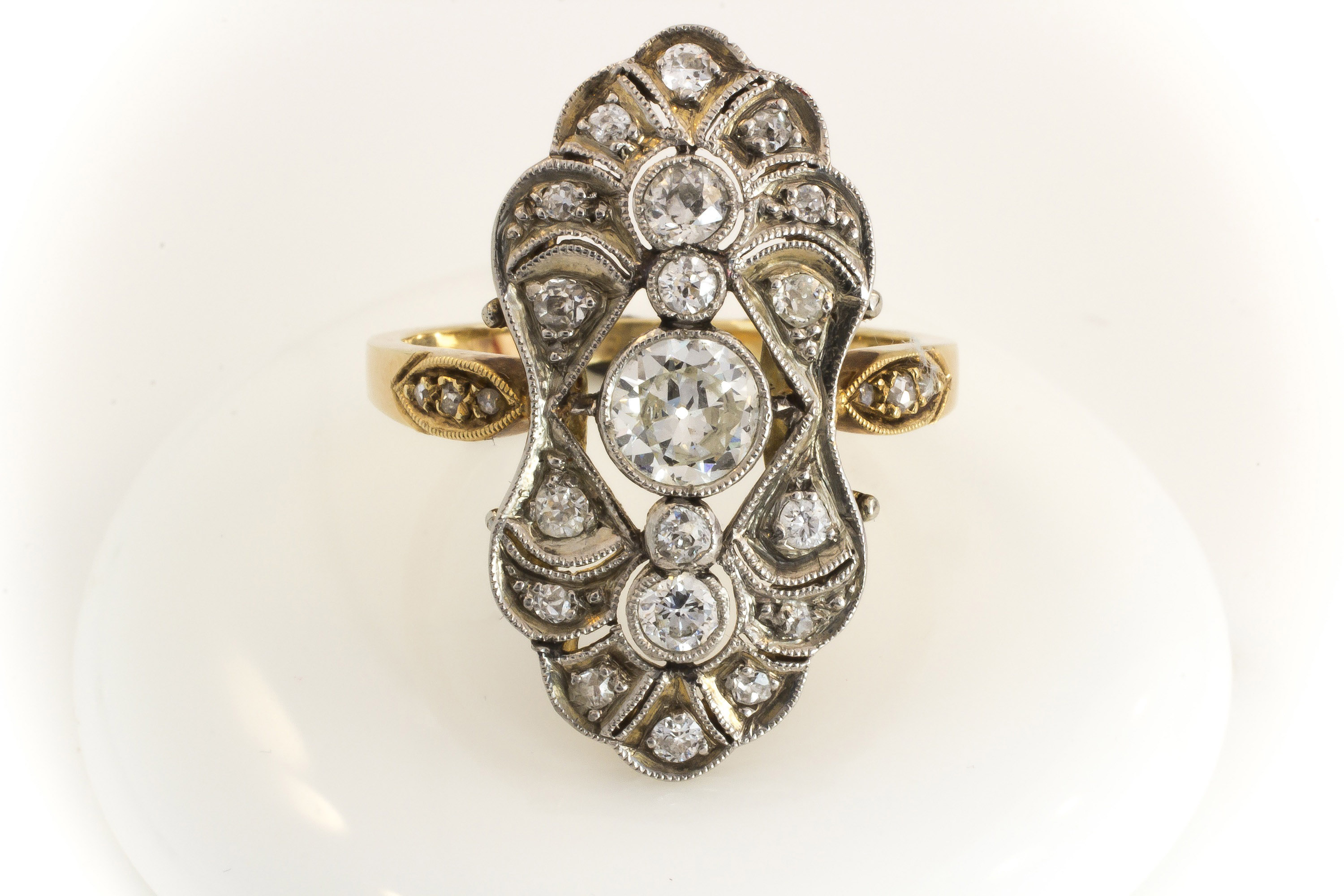 ANTIK mit Diamanten TraumRING RING in 585 GOLD 14 Karat BICOLOR